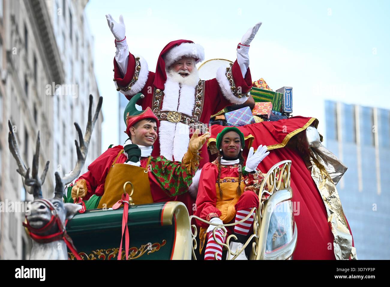 Santa Clause seen riding his slay during the 99th Annual 2025 Macy's ...