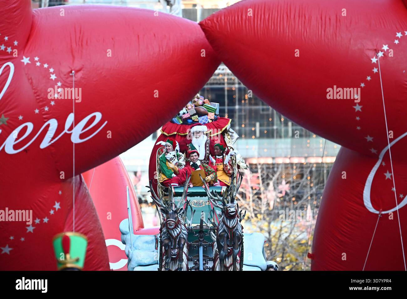 Santa Clause seen riding his slay during the 99th Annual 2025 Macy's ...