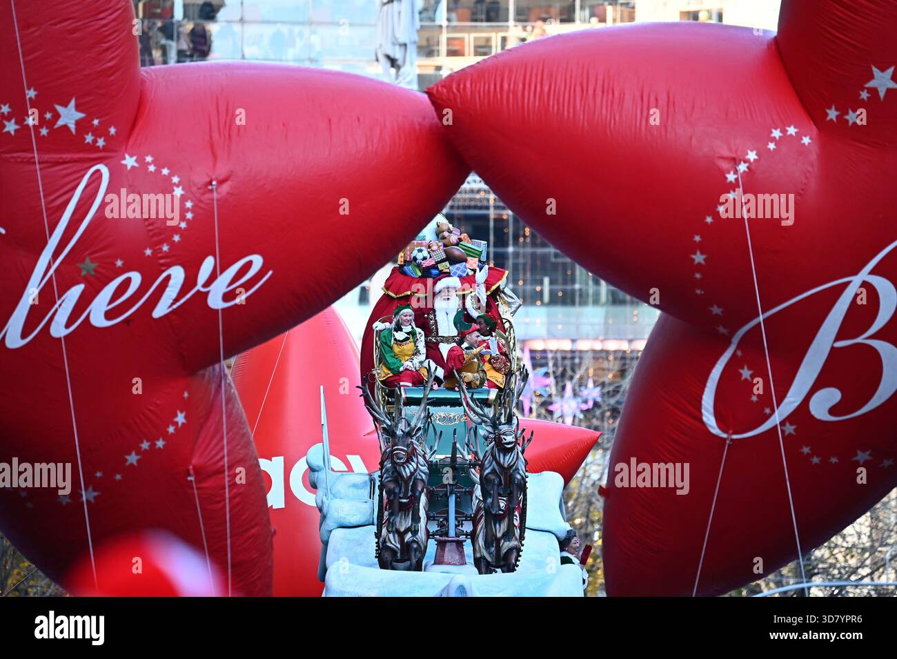 Santa Clause seen riding his slay during the 99th Annual 2025 Macy's ...