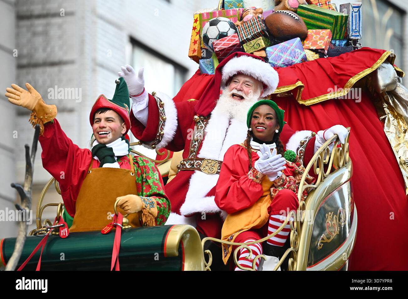 Santa Clause seen riding his slay during the 99th Annual 2025 Macy's ...