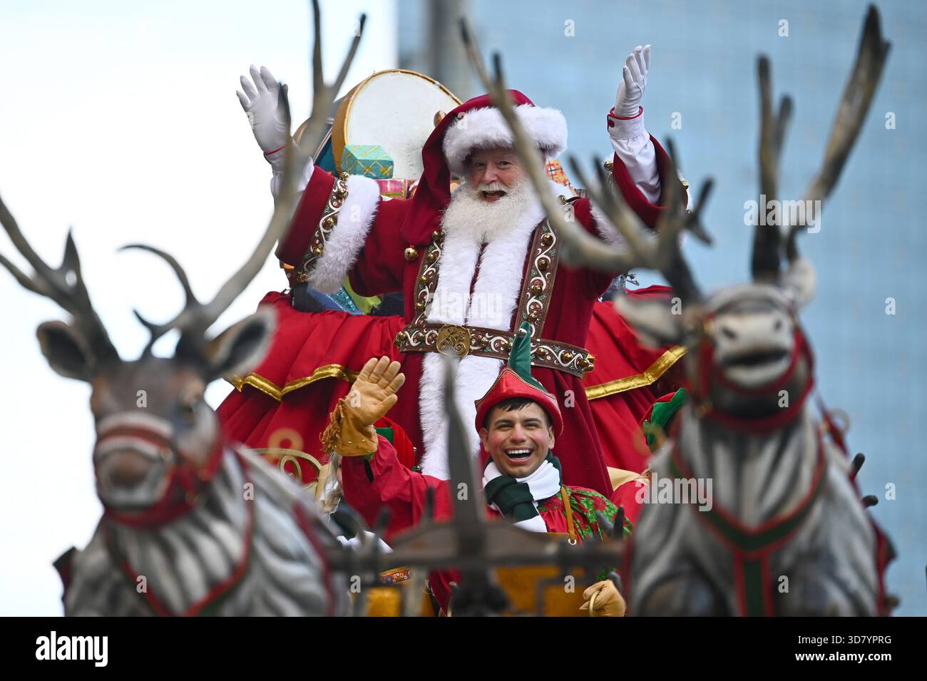 Santa Clause seen riding his slay during the 99th Annual 2025 Macy's ...