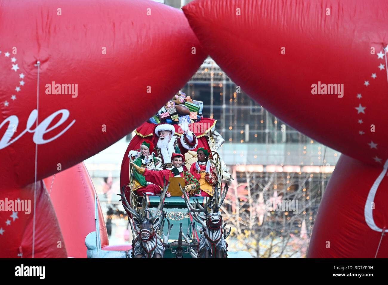 Santa Clause seen riding his slay during the 99th Annual 2025 Macy's ...
