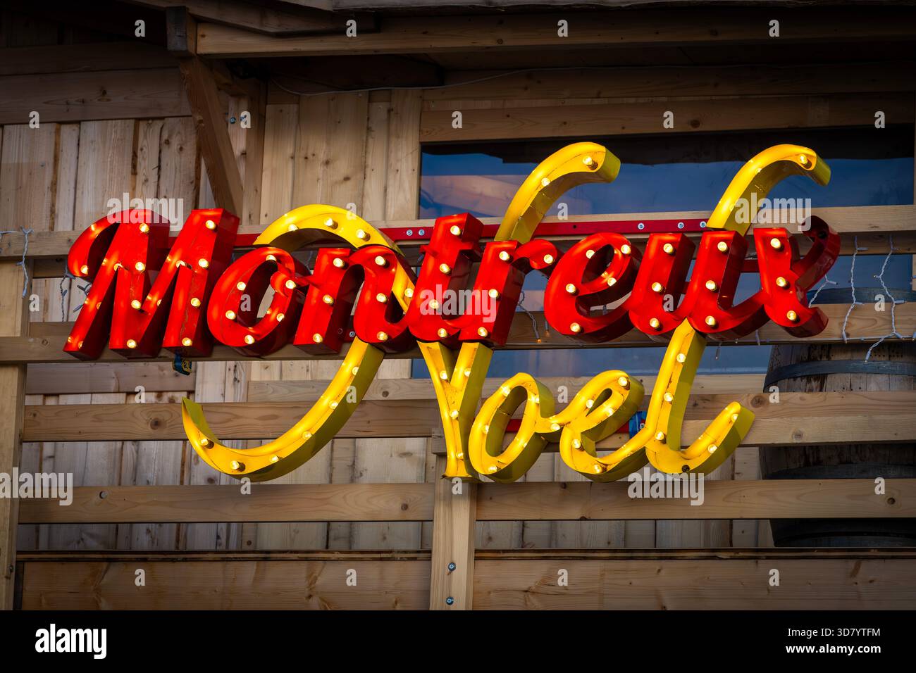 The Logo of the traditional Christmas market of Montreux, set up along ...