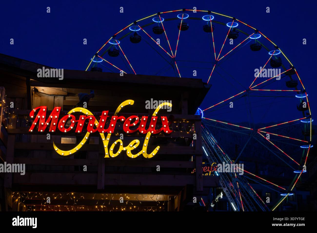 The Logo of the traditional Christmas market of Montreux, set up along ...