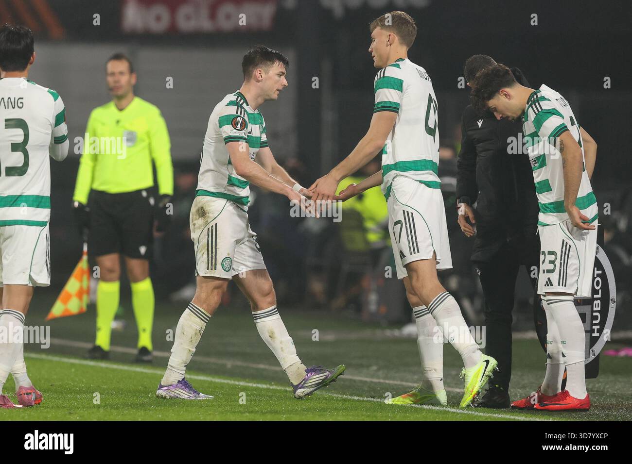 ROTTERDAM, NETHERLANDS - NOVEMBER 27: Kieran Tierney of Celtic FC is ...