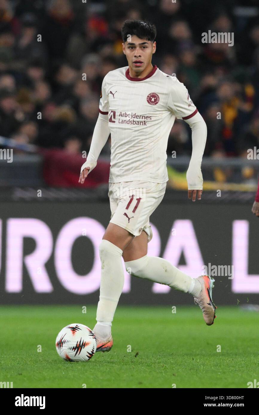 Olimpico Stadium, Rome, Italy - Dario Osorio of FC Midtjylland during ...