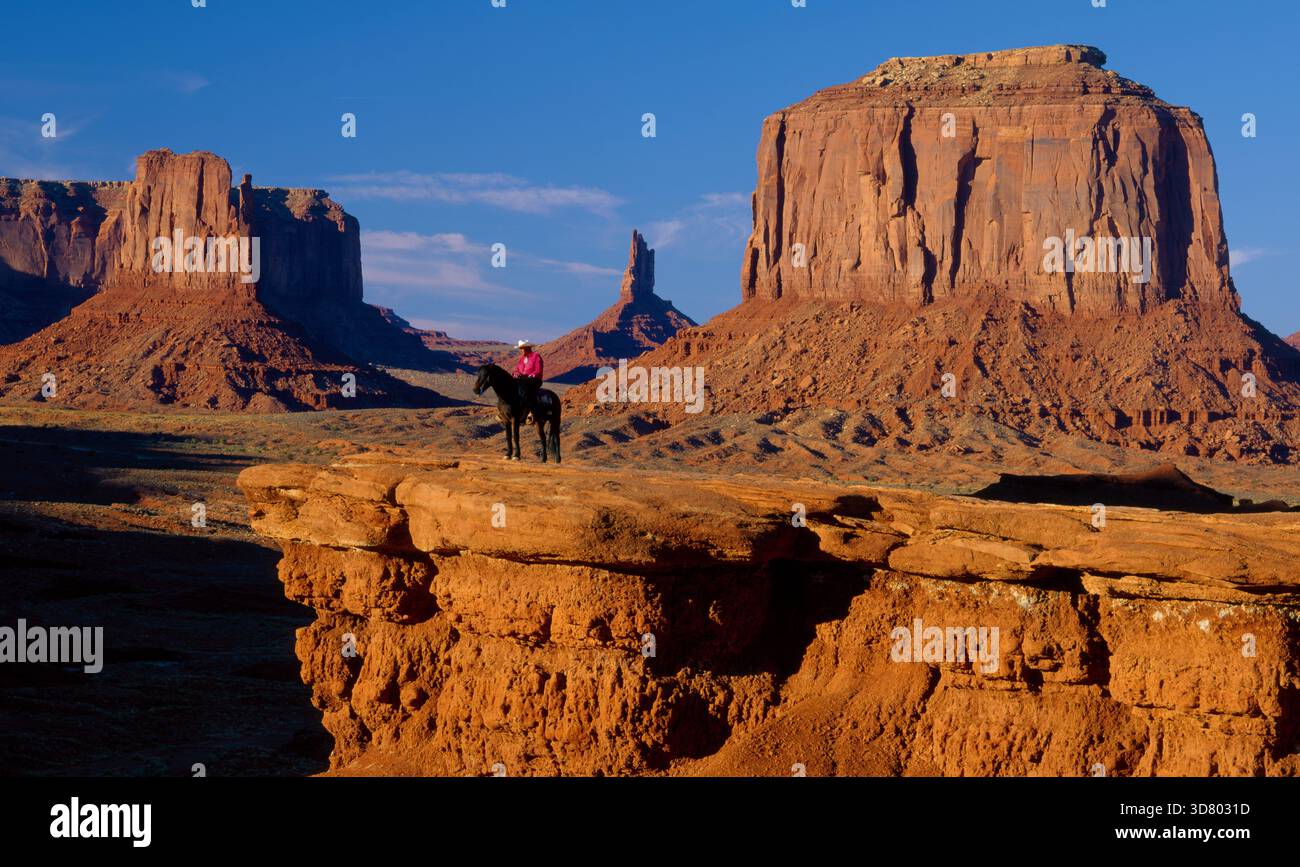 Navajo On Horseback, John Ford Point, Monument Valley, Utah-Arizona ...