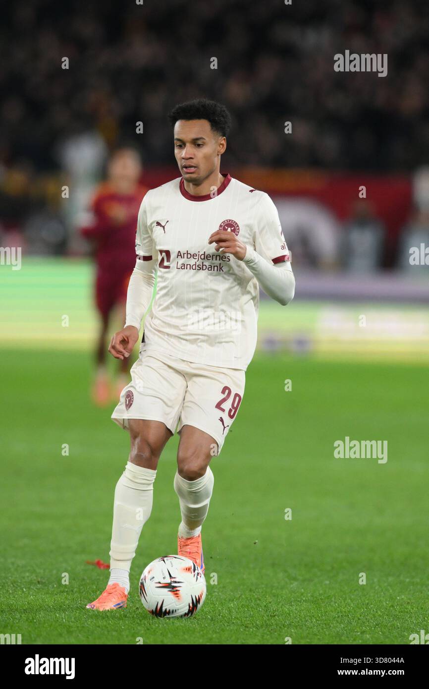 Olimpico Stadium, Rome, Italy - Paulinho of FC Midtjylland runs with ...