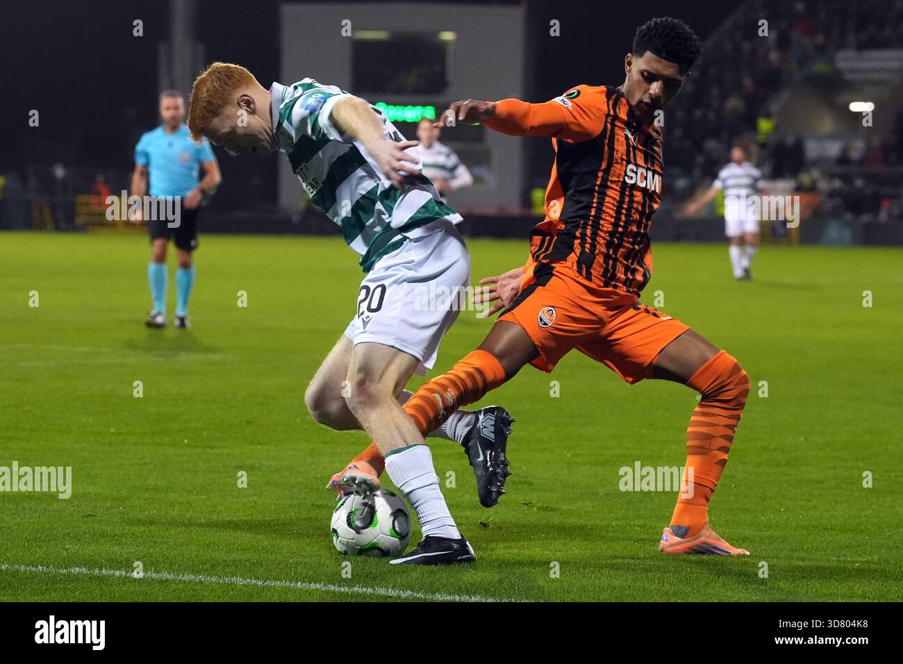Shamrock Rovers' Rory Gaffney (left) and Shakhtar's Vinicius Tobias ...