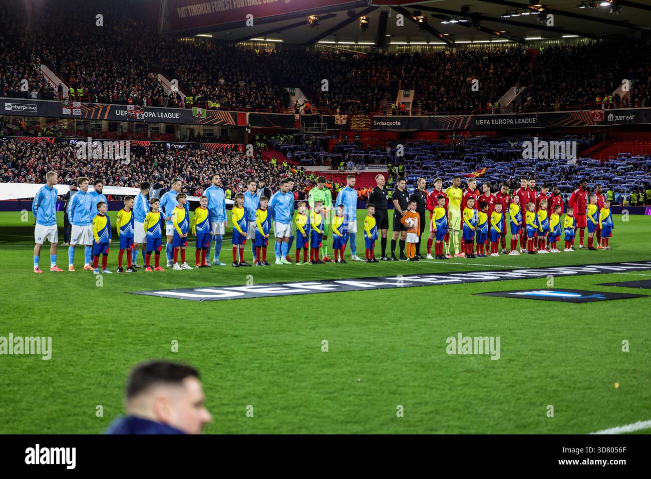 The teams line up before the game during the UEFA Europa League ...
