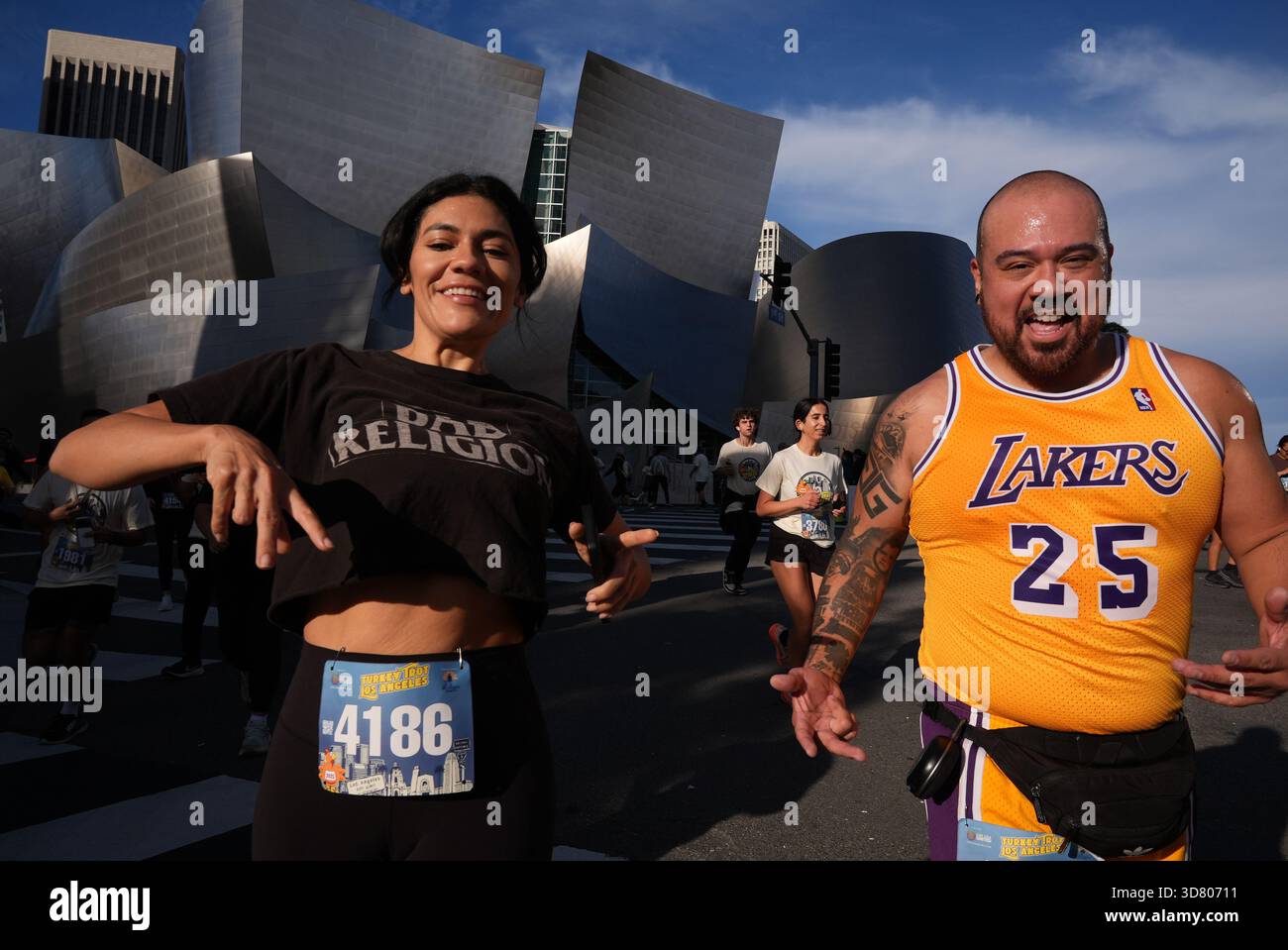 People run the Turkey Trot LA 2025, a fundraiser race for The Midnight Mission on Thanksgiving ...