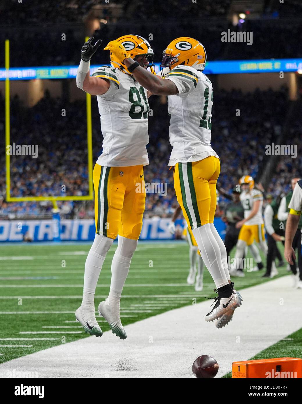 Green Bay Packers wide receiver Dontayvion Wicks (13) celebrates a ...