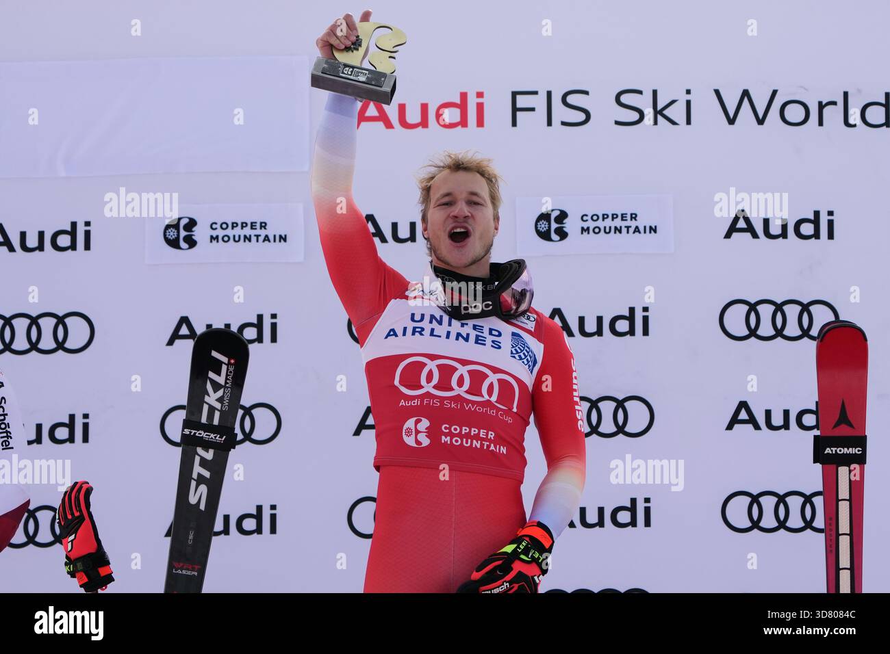 Switzerland's Marco Odermatt celebrates after winning a World Cup men's ...