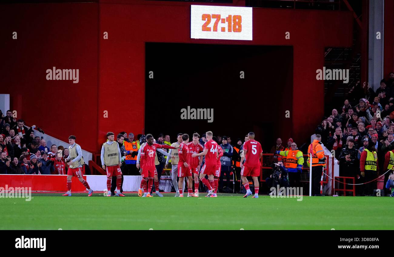 Ryan Yates of Nottingham Forest celebrates his goal in the 27th minute ...