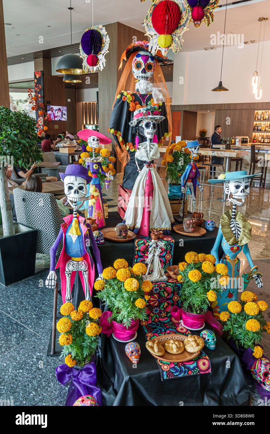 Marigold flowers cempasuchil offering table hi-res stock photography ...