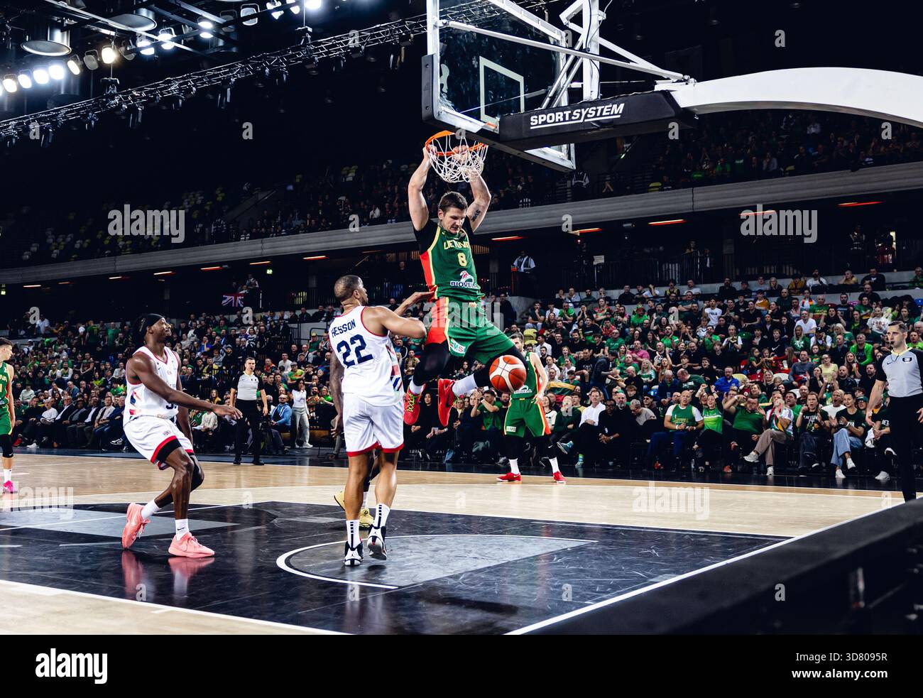 London, UK, 27 November, 2025. Lithuania's Gytis Radzevicius dunks ...