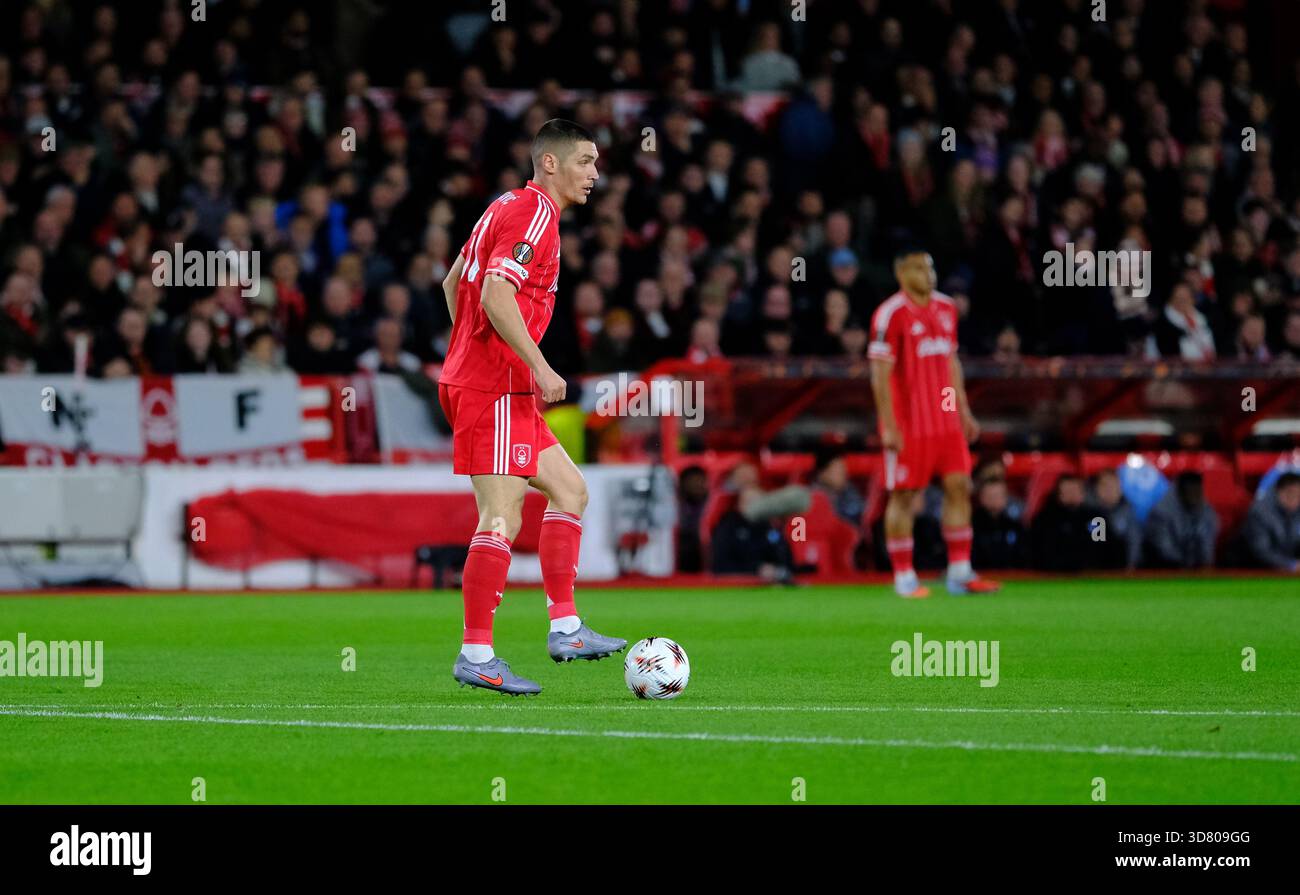 Nikola Milenkovic of Nottingham Forest seen in action during the UEFA ...