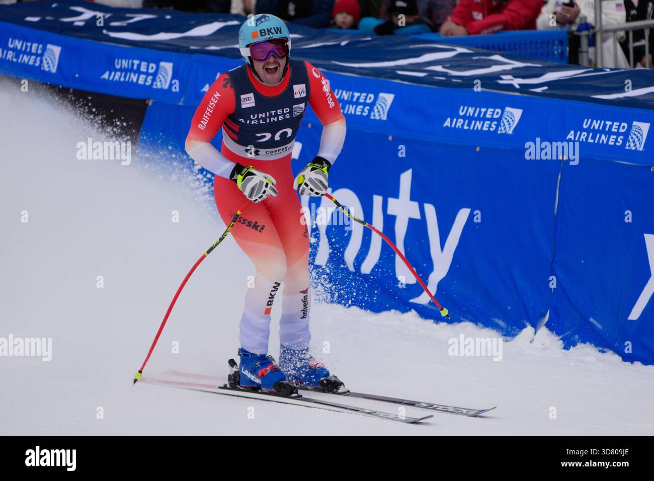 Switzerland's Alexis Monney celebrates after his run during a World Cup ...