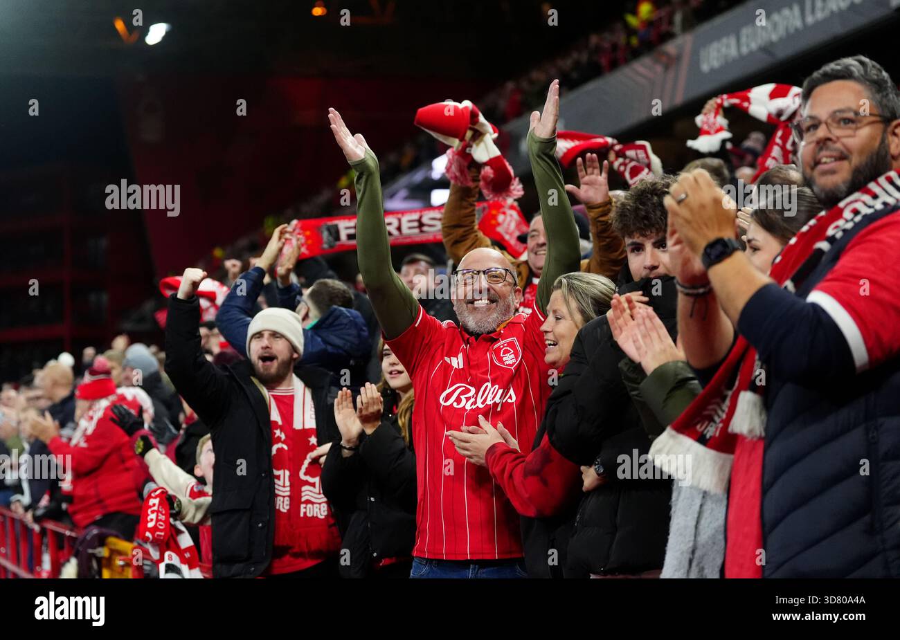 Nottingham Forest fans celebrate in the stands during the UEFA Europa ...