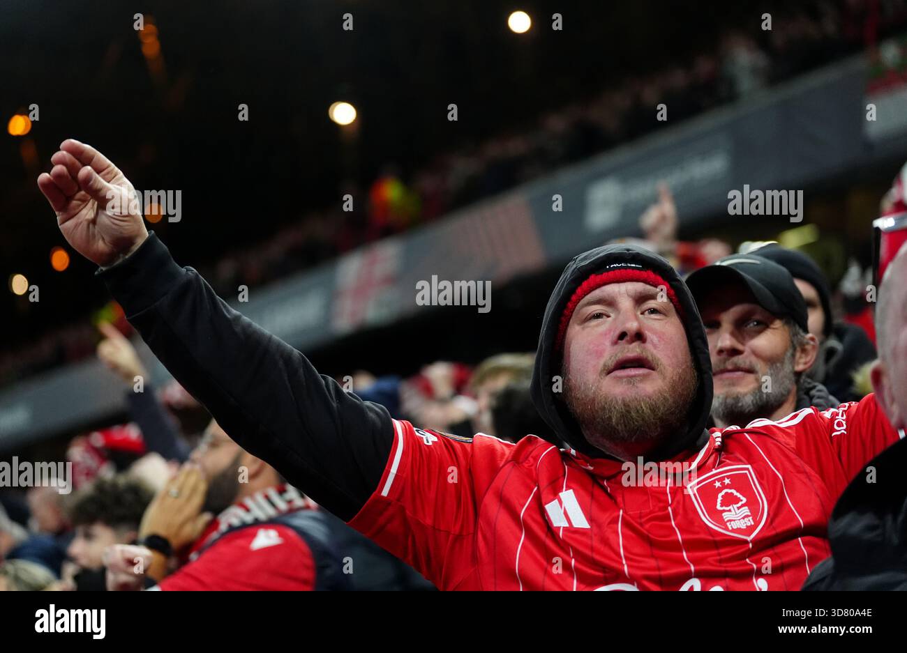 Nottingham Forest fans celebrate in the stands during the UEFA Europa ...