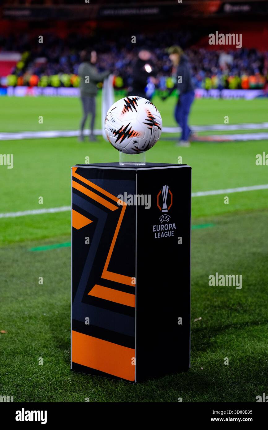 Europa league football on a stand prior to kick off during the UEFA ...
