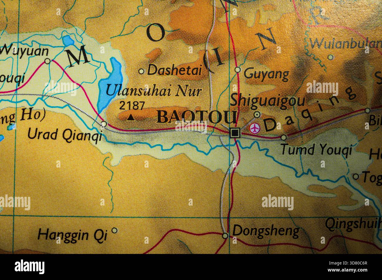 Old map highlighting Baotou city and surroundings Stock Photo - Alamy