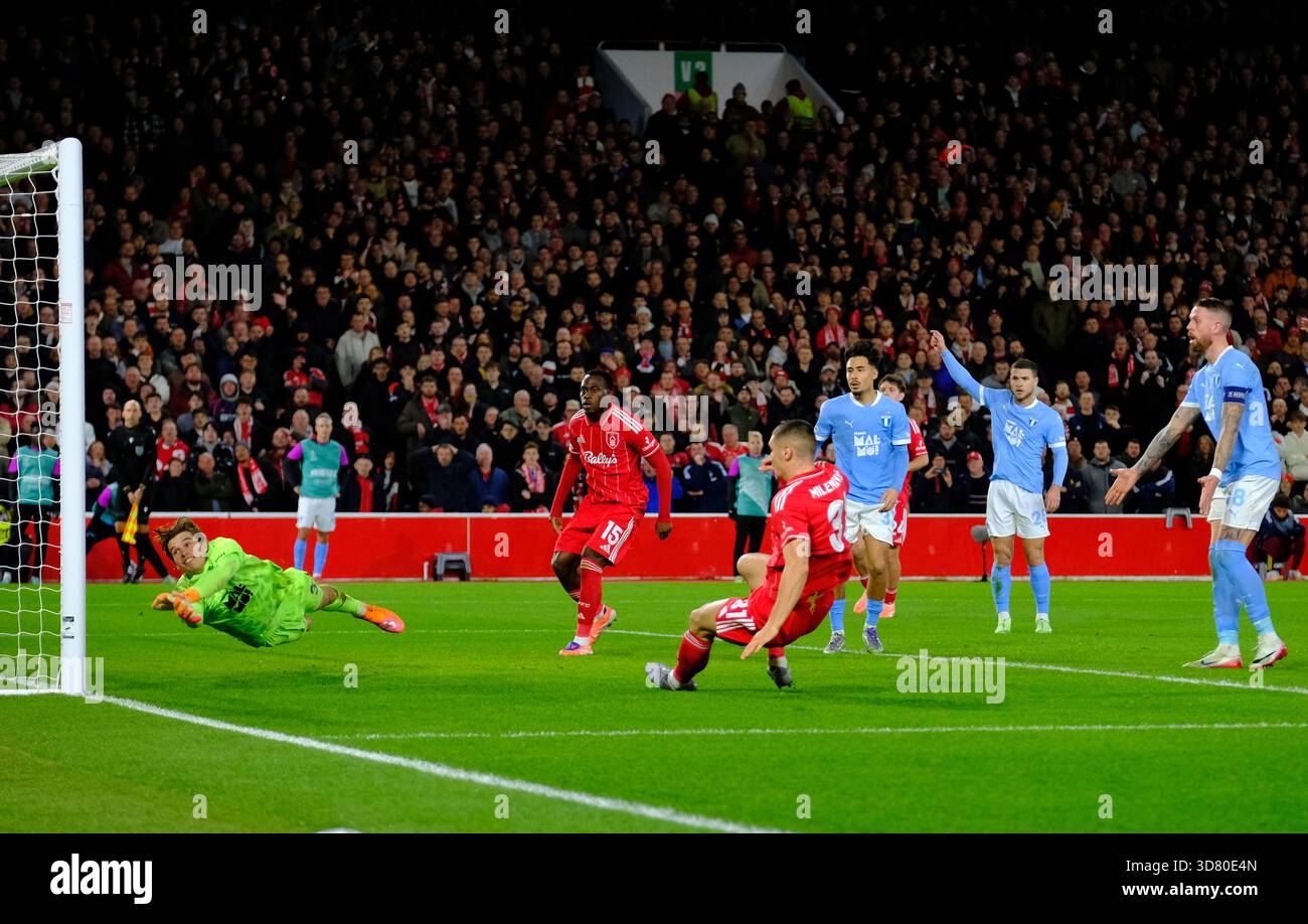 Nikola Milenkovic of Nottingham Forest scores in the 58th minute 3-0 ...