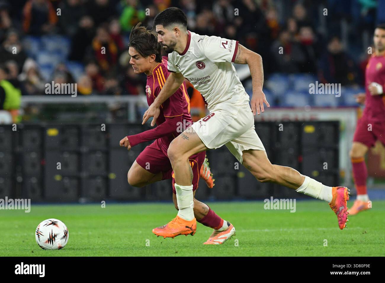 Paulo Dybala of AS Roma,Martin Erlic of FC Midtjylland during the ...