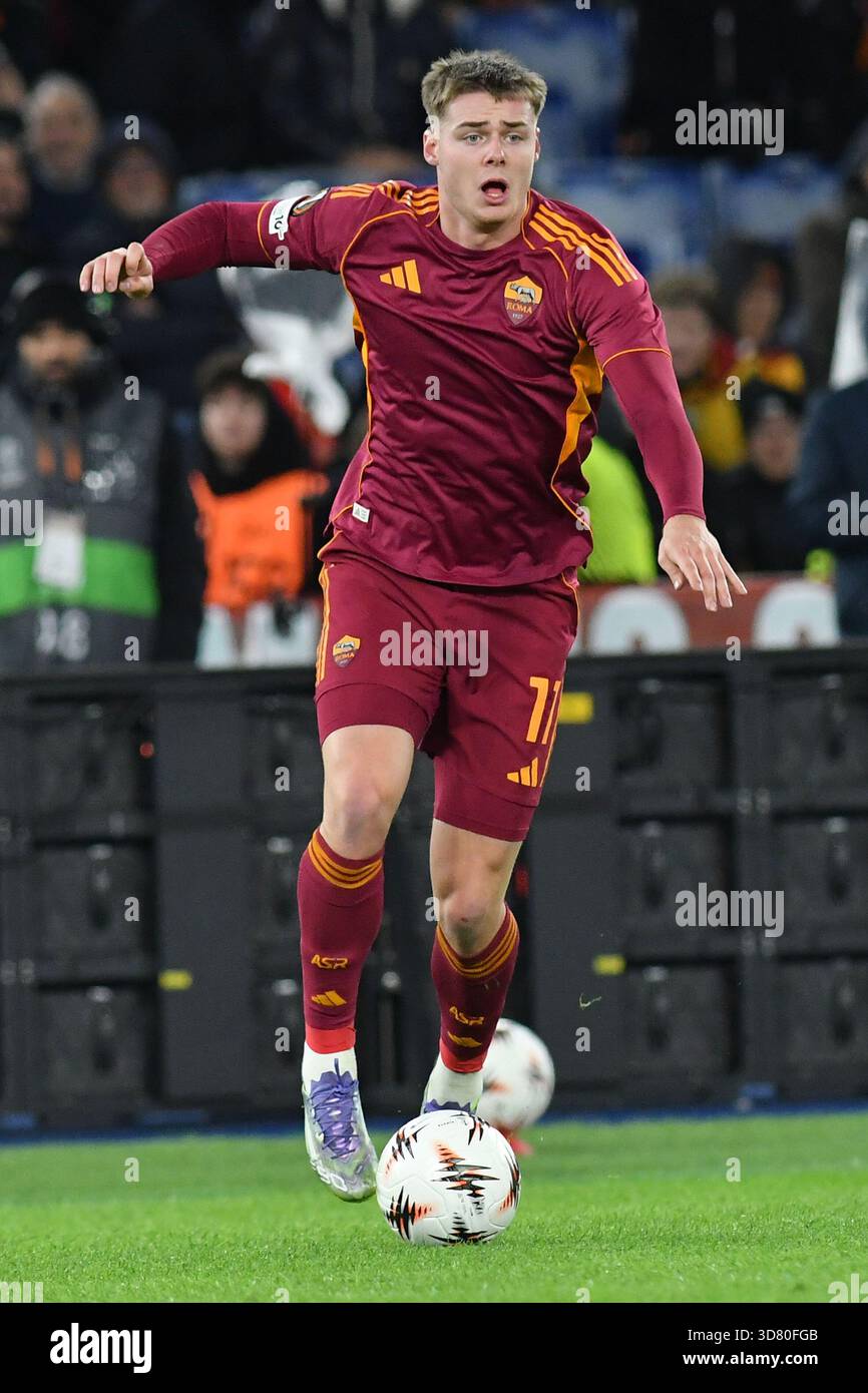 Evan Ferguson of AS Roma during the Europa League match between AS Roma ...