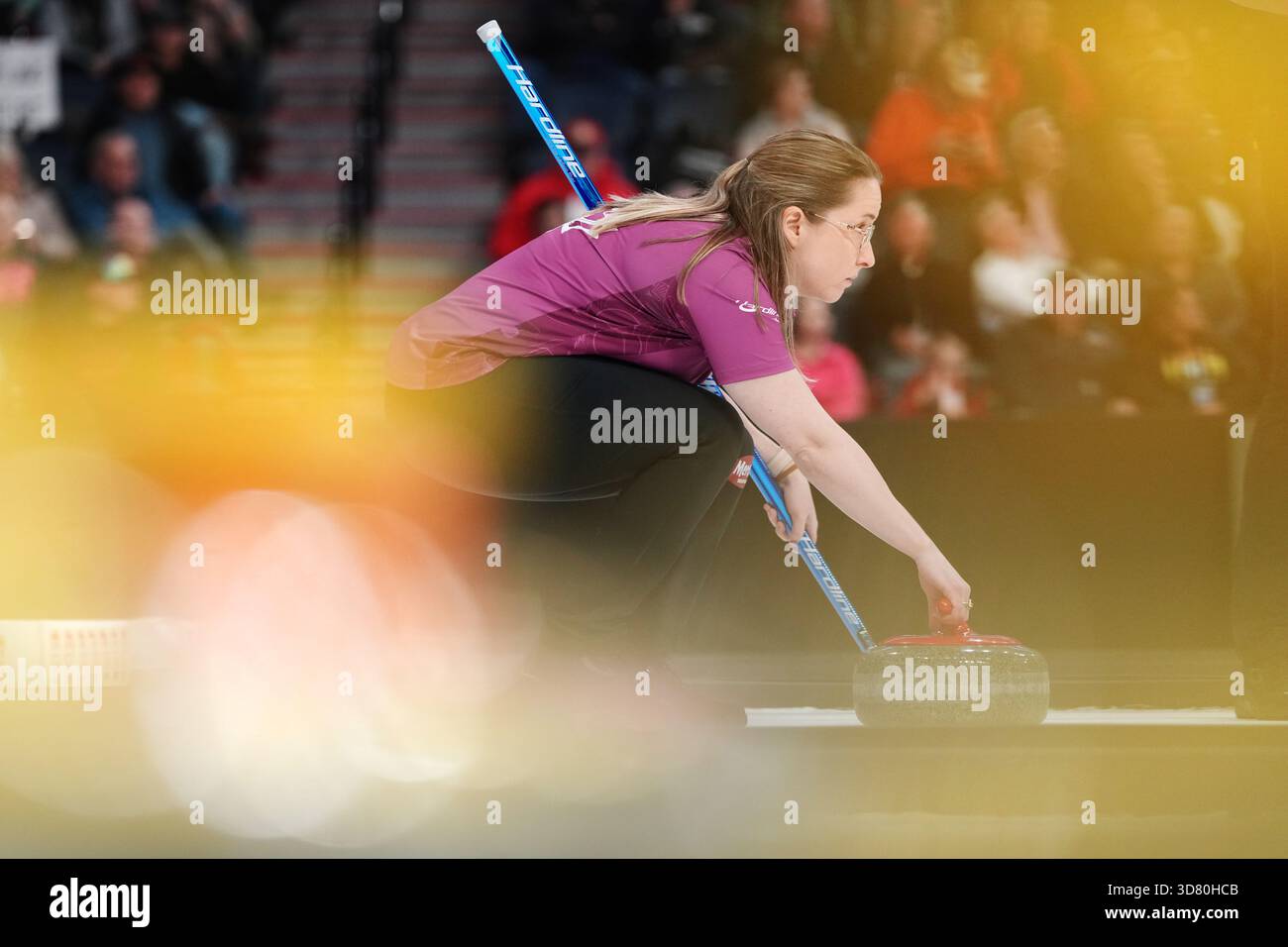 Christina Black prepares to throw a rock during Canadian Olympic ...