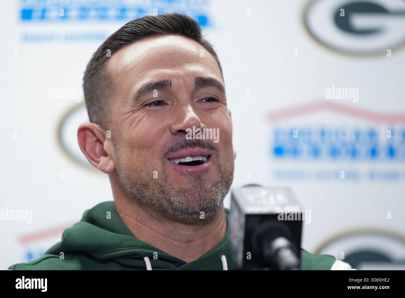 Green Bay Packers head coach Matt LaFleur speaks during a press ...