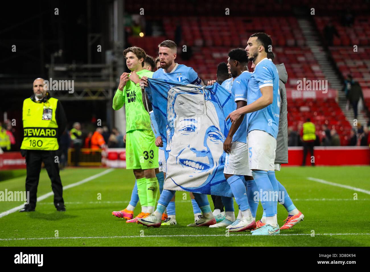 Malmo players with Flag during the Nottingham Forest v Malmo FF UEFA ...