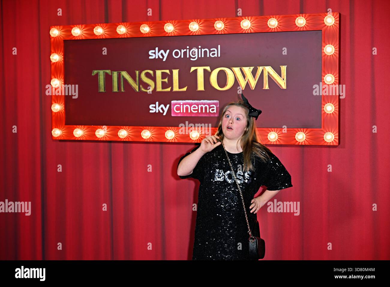London, England, 26 November 2025: Connie at the 'Tinsel Town' film premiere at Vue, Leicester ...