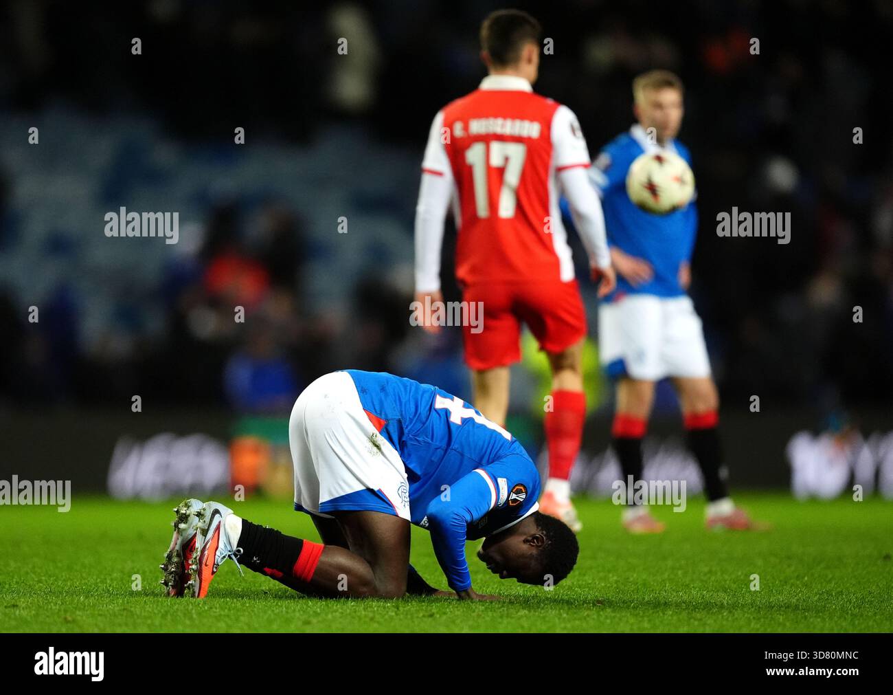Rangers' Nasser Djiga reacts following the UEFA Europa League, league ...