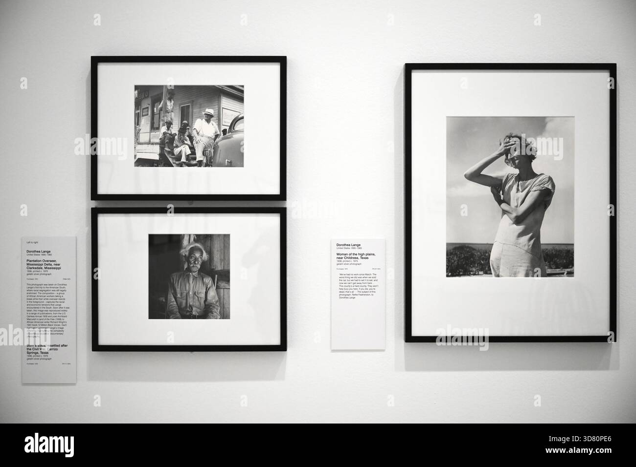Works by Dorothea Lange on display during a preview of Women ...