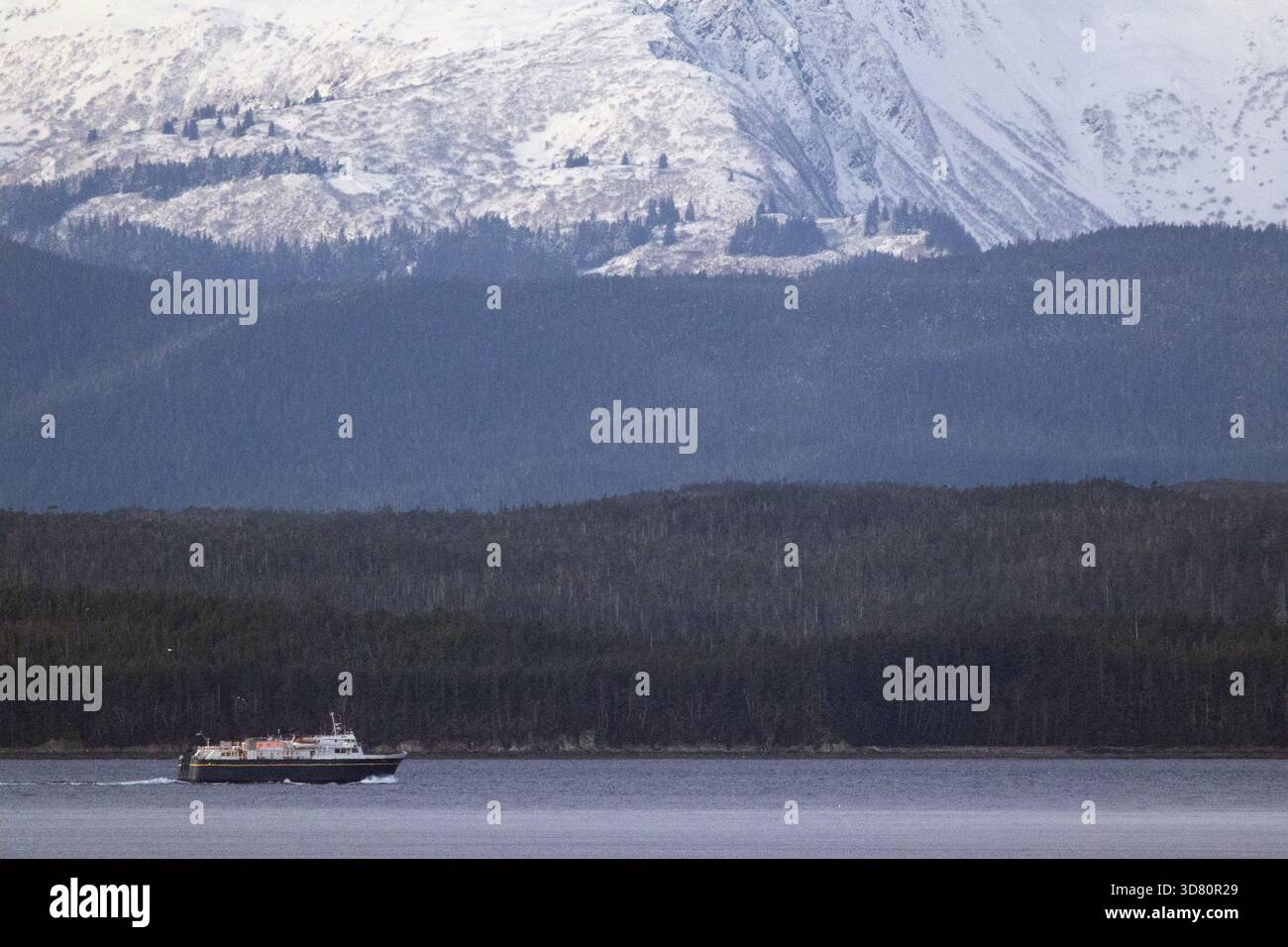 Alaska Marine Highway System mv Le Conte snow Chilkats with Mansfield ...