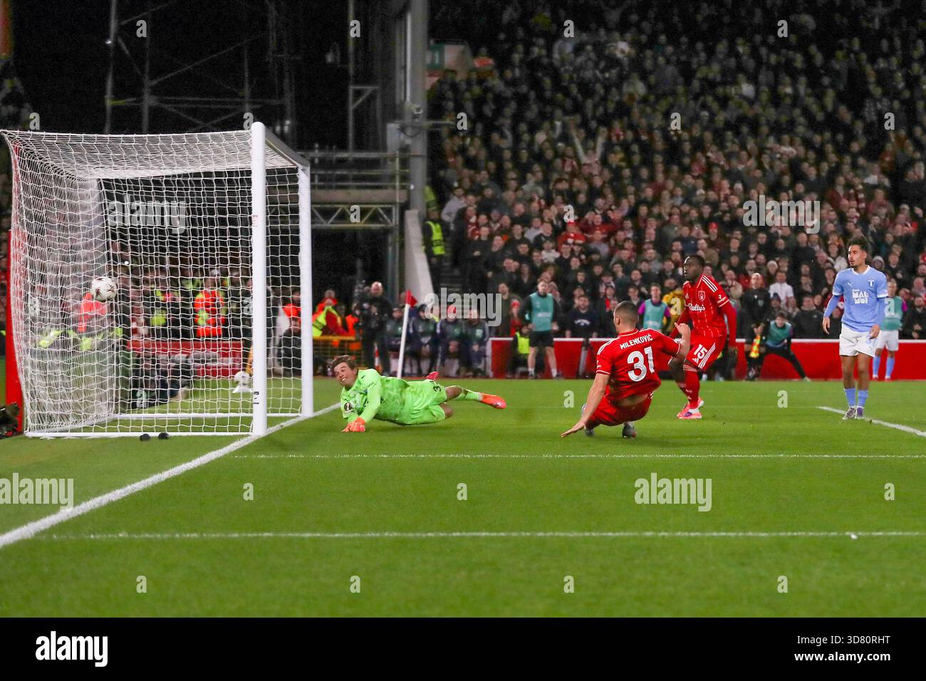 Nikola Milenković Of Nottingham Forest scores a GOAL 3-0 during the ...