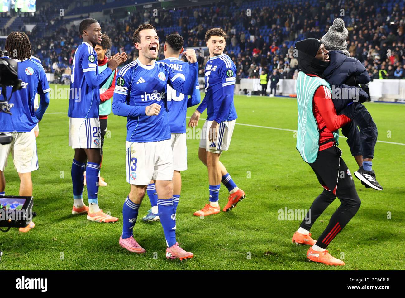 Strasbourg's Ben Chilwell reacts after the Europa Conference League ...