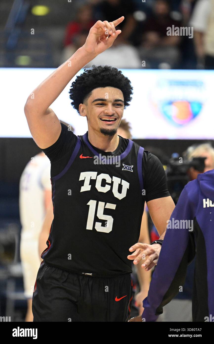 TCU forward David Punch celebrates after his team defeated Florida in ...
