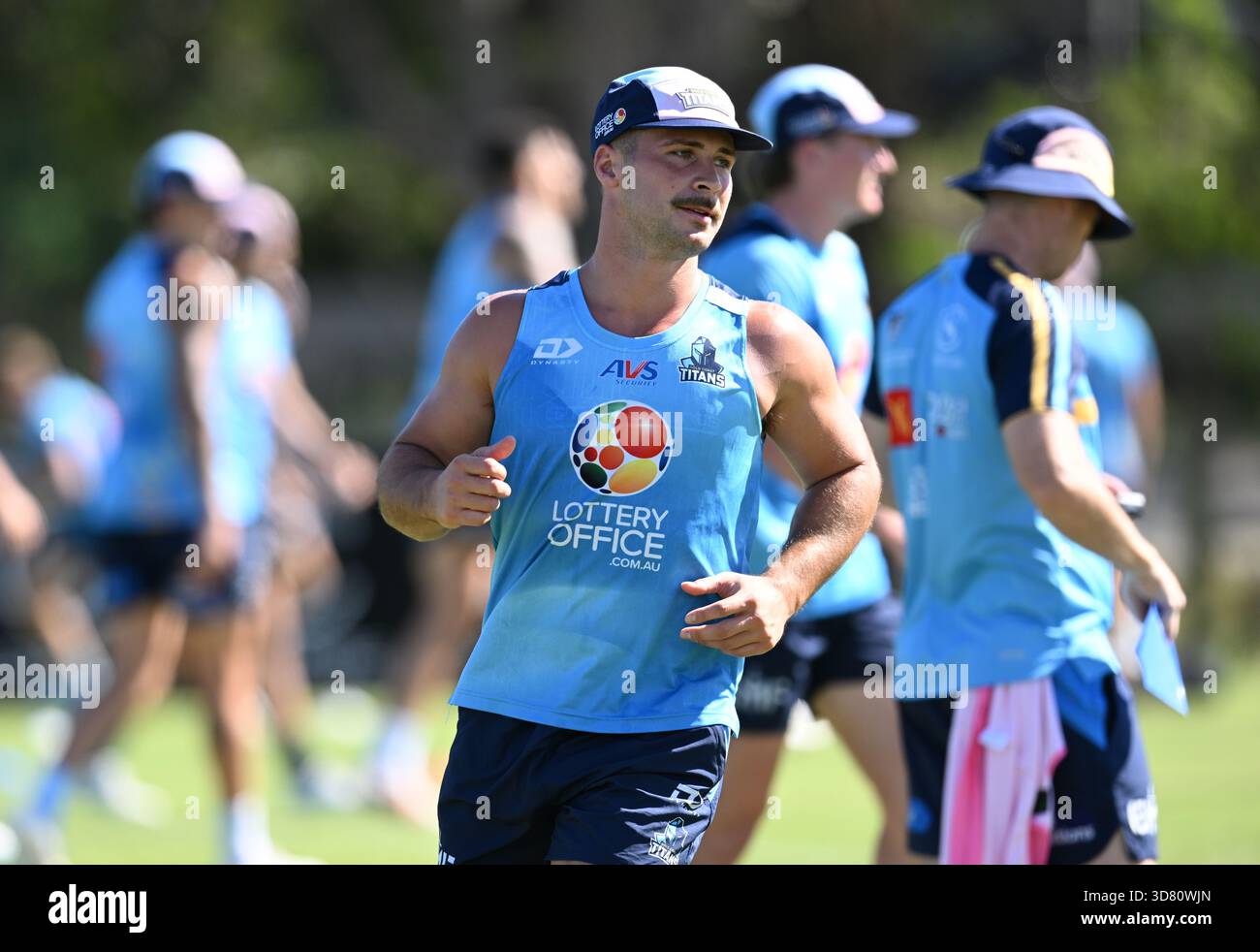 Lachlan Ilias in action during a Gold Coast Titans NRL training session ...