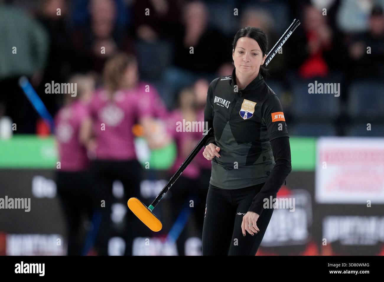 Kerri Einarson reacts after allowing three points to Team Christina ...
