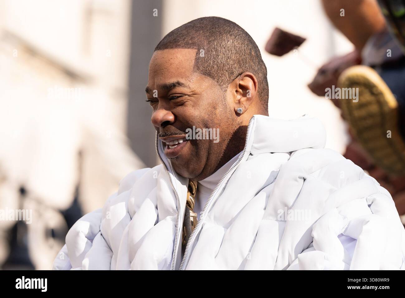 Busta Rhymes rides float during 99th annual 2025 Macy's Thanksgiving Day Parade in Midtown ...