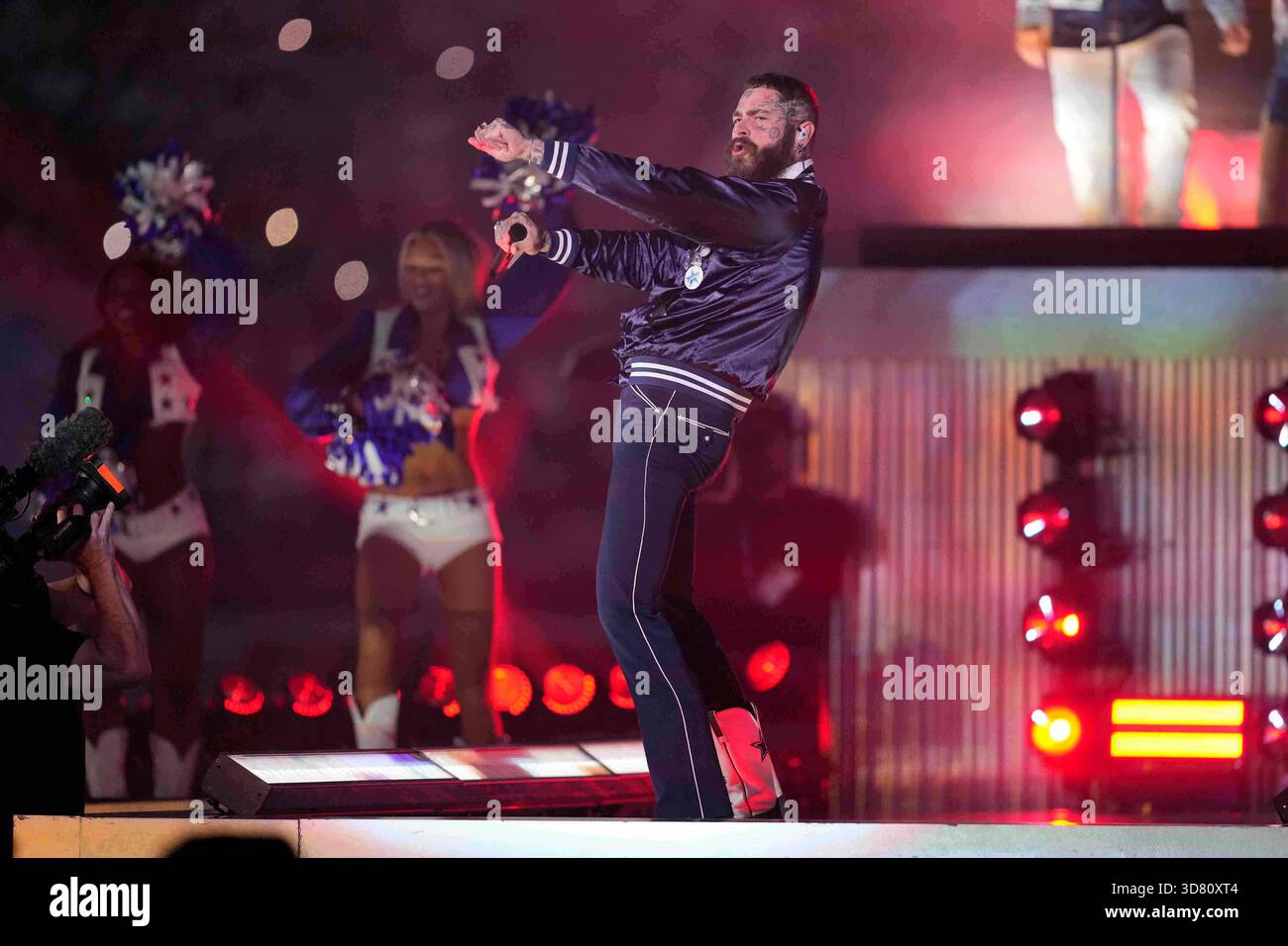 Post Malone performs during halftime of an NFL football game between ...