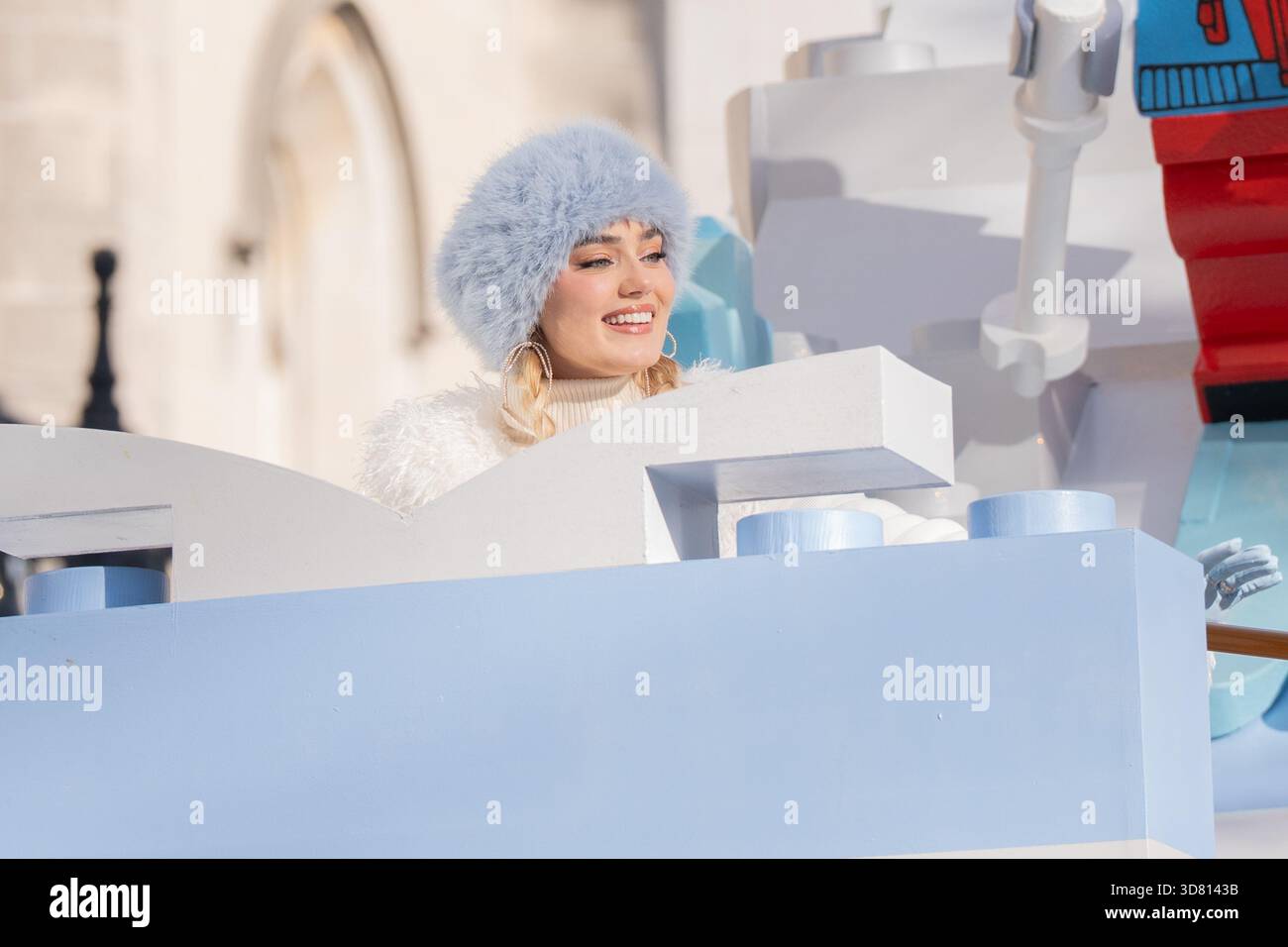 Meg Donnelly rides on float during 99th annual 2025 Macy's Thanksgiving ...