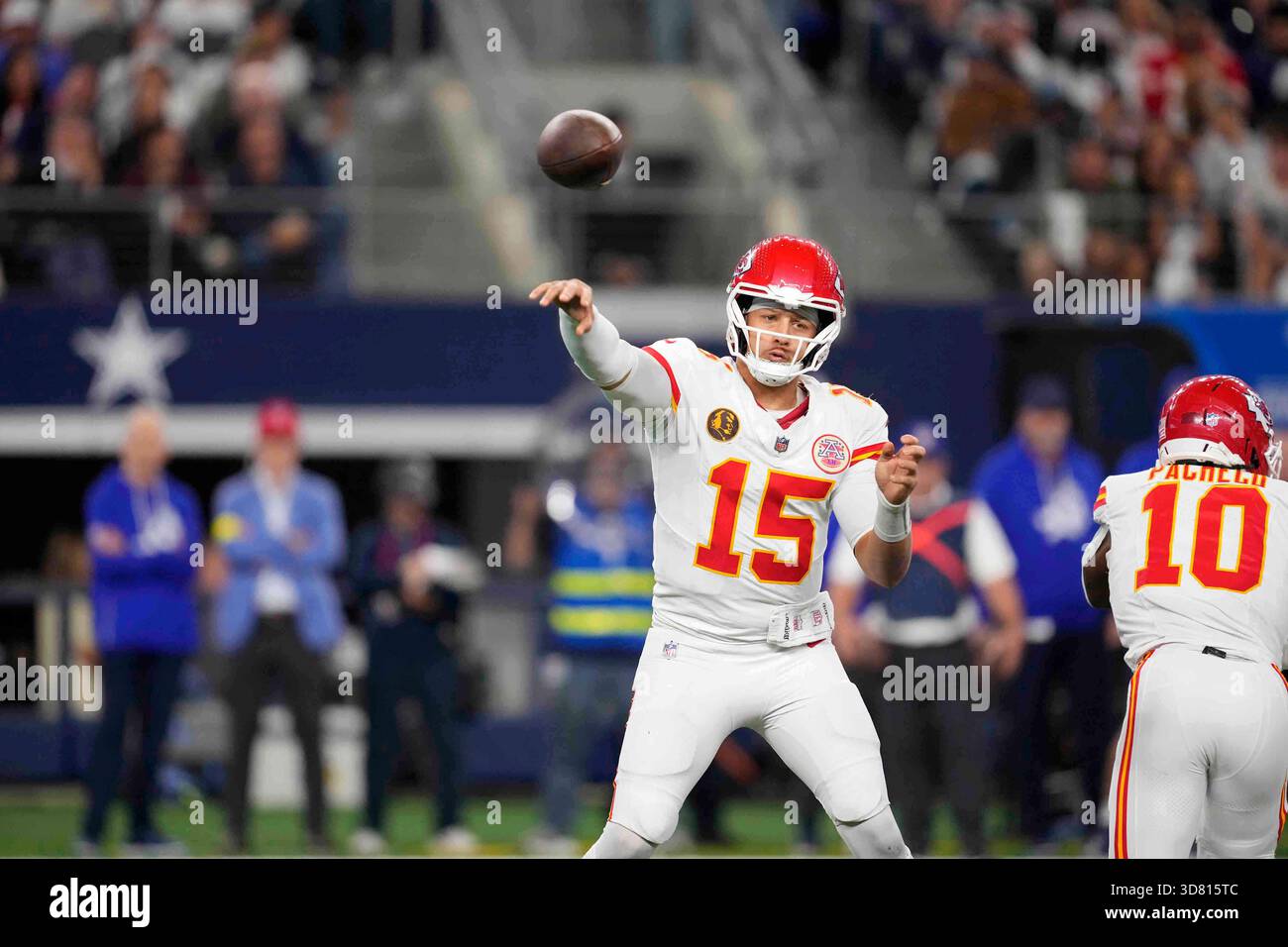 Kansas City Chiefs quarterback Patrick Mahomes throws during the second ...