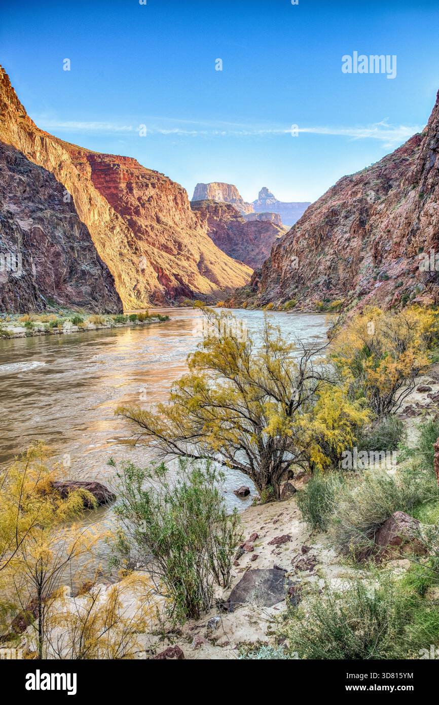 Colorado River at the bottom of Grand Canyon, Arizona USA Stock Photo ...