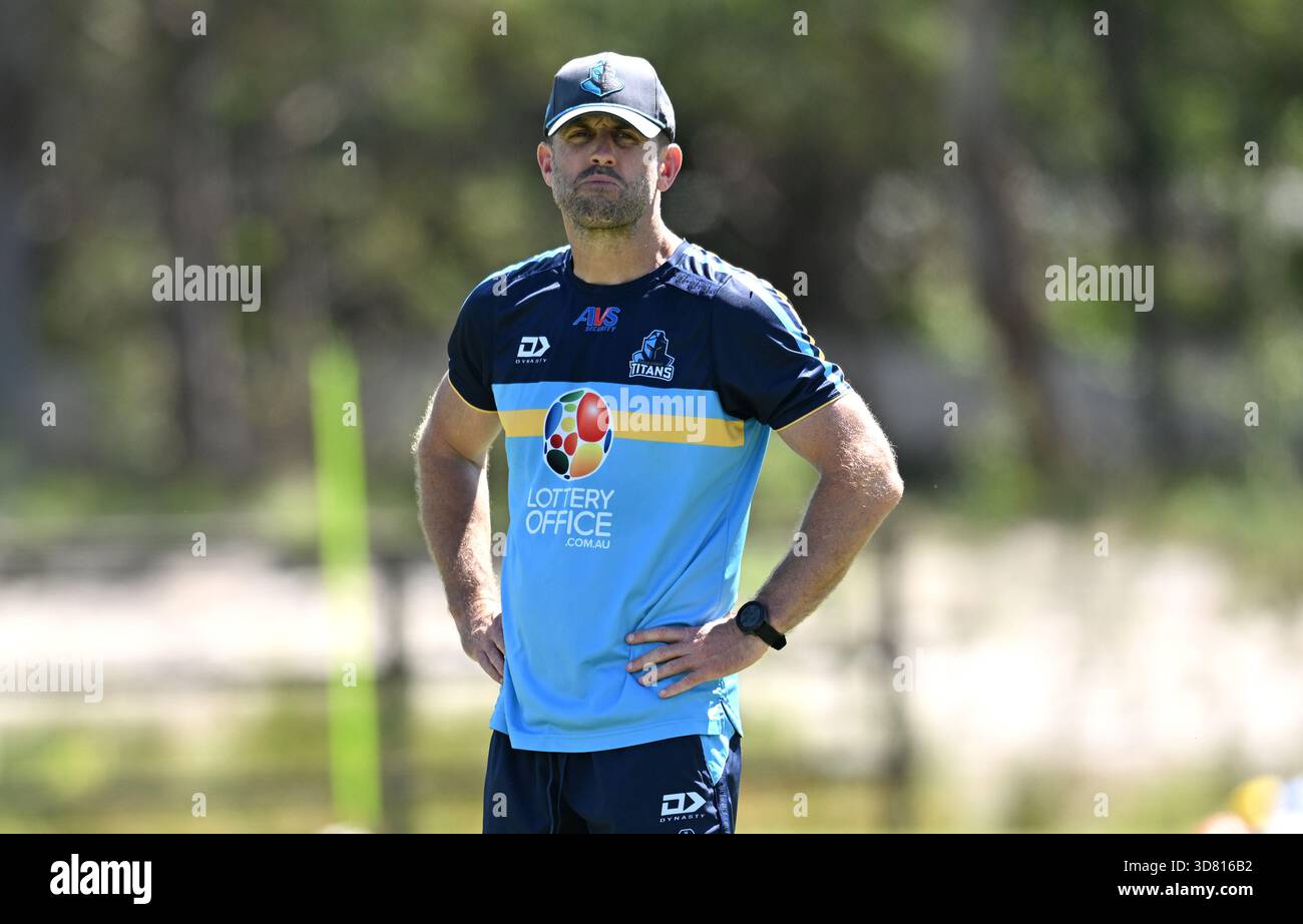 Gold Coast Titans coach Josh Hannay is seen during a Gold Coast Titans ...