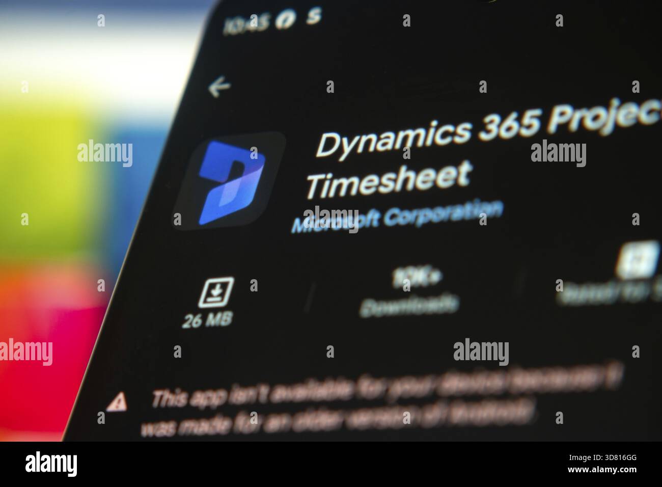 Dynamics 365 Project Timesheet app on a smartphone screen with dark ...