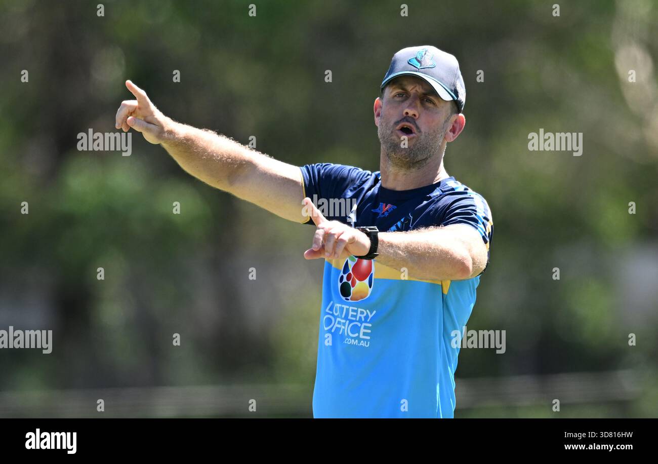 Gold Coast Titans coach Josh Hannay is seen during a Gold Coast Titans ...