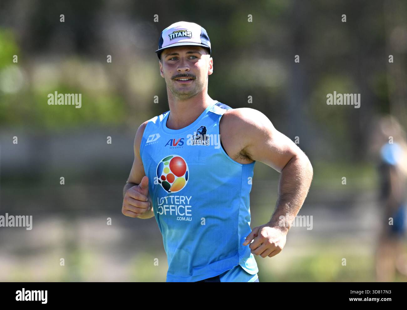 Lachlan Ilias in action during a Gold Coast Titans NRL training session ...